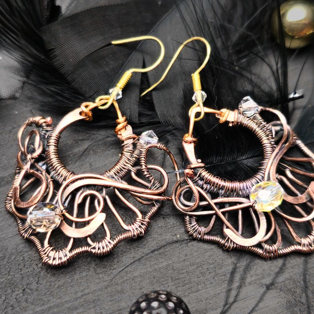 Artisan Boho Chic Healing Copper Wire Weave Earrings, Unique Gift ...