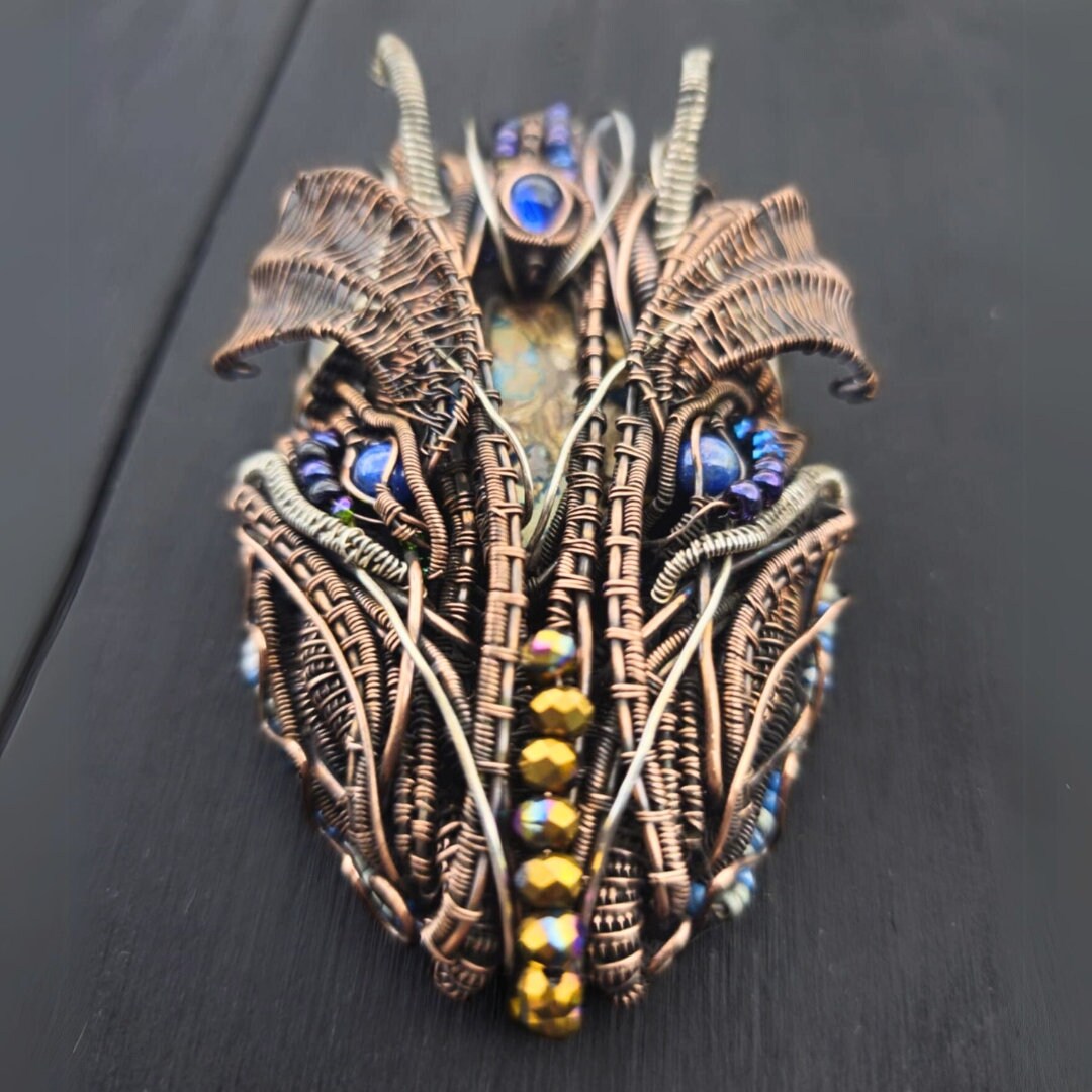 Hand-sculpted Wire Dragon Mixed Metal Art, Copper, Brass & Silver ...