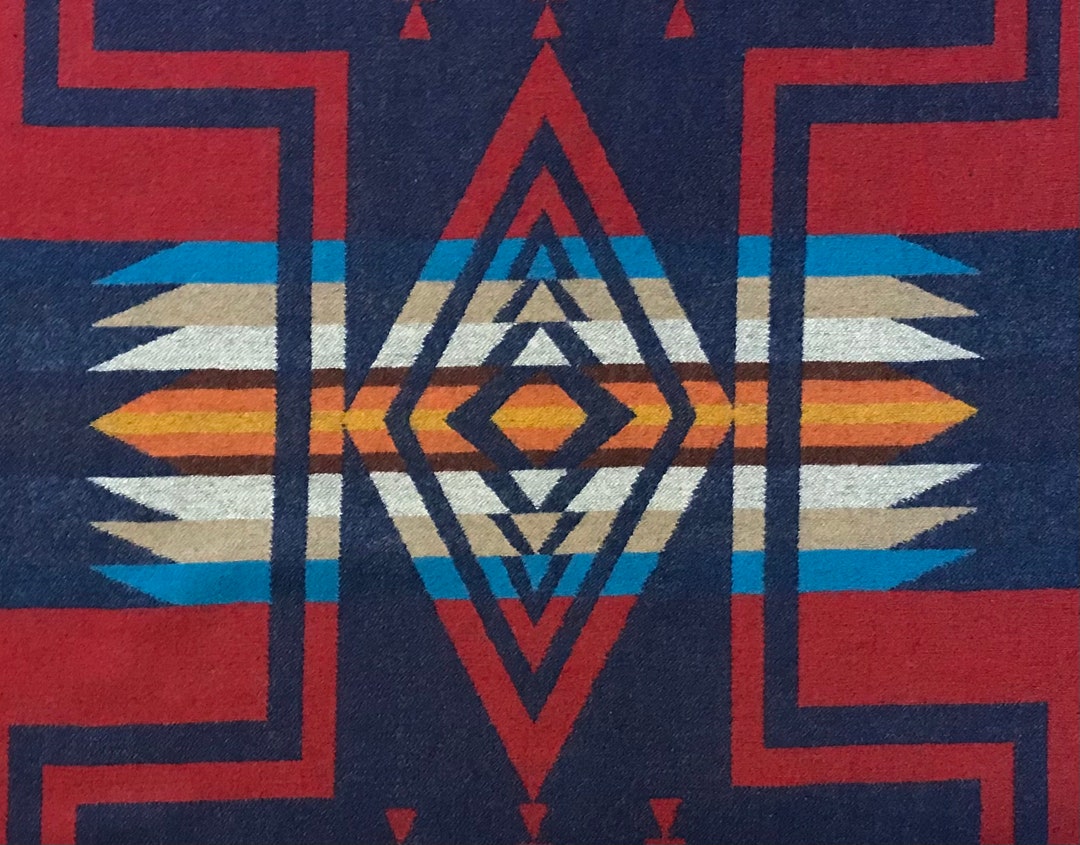 Pendleton Wool Fabric, 19” X 21.5”, "harding" Nez Perce Design, Light ...