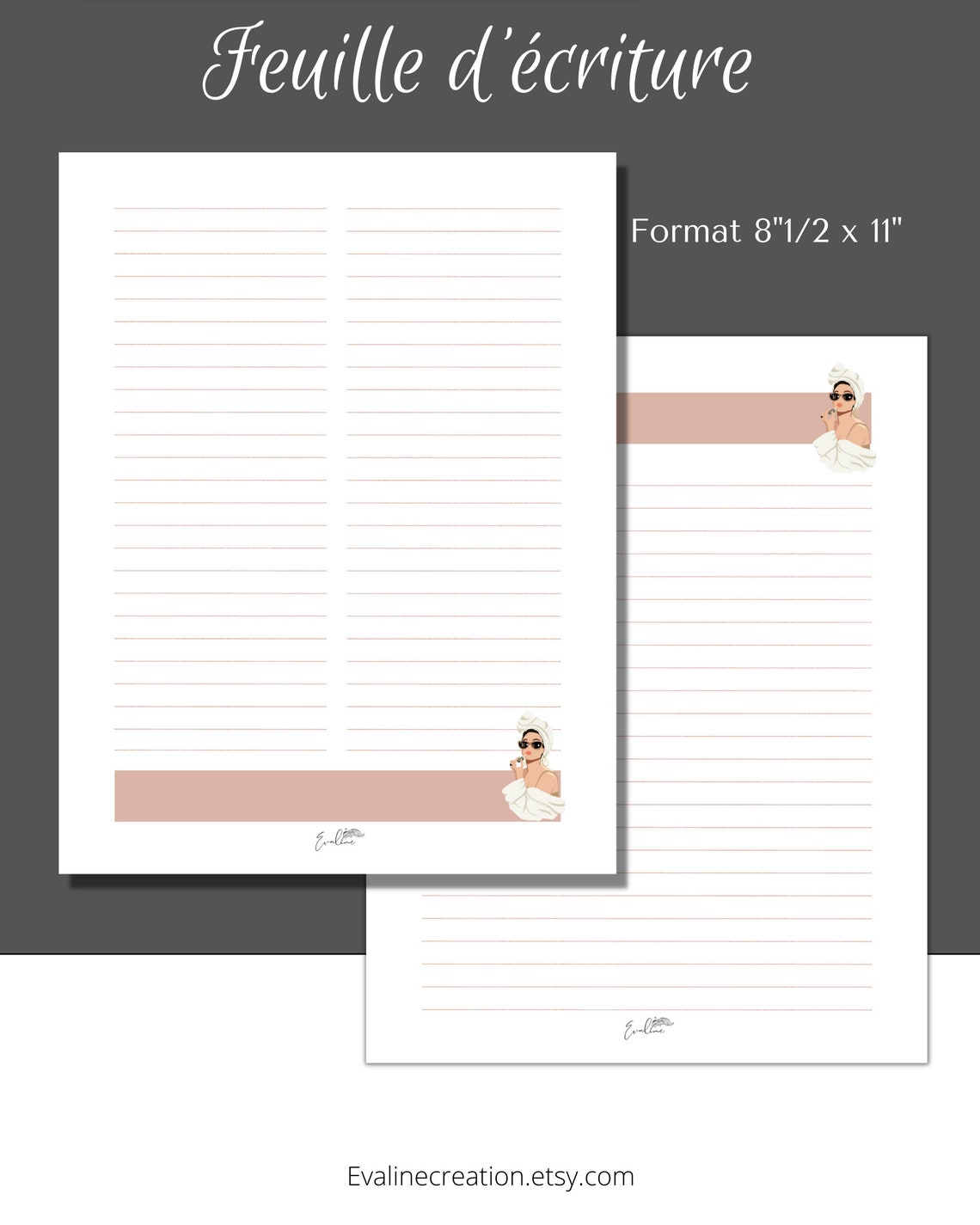 Original Templates Lined Writing Sheet Printable Note Page Printable ...