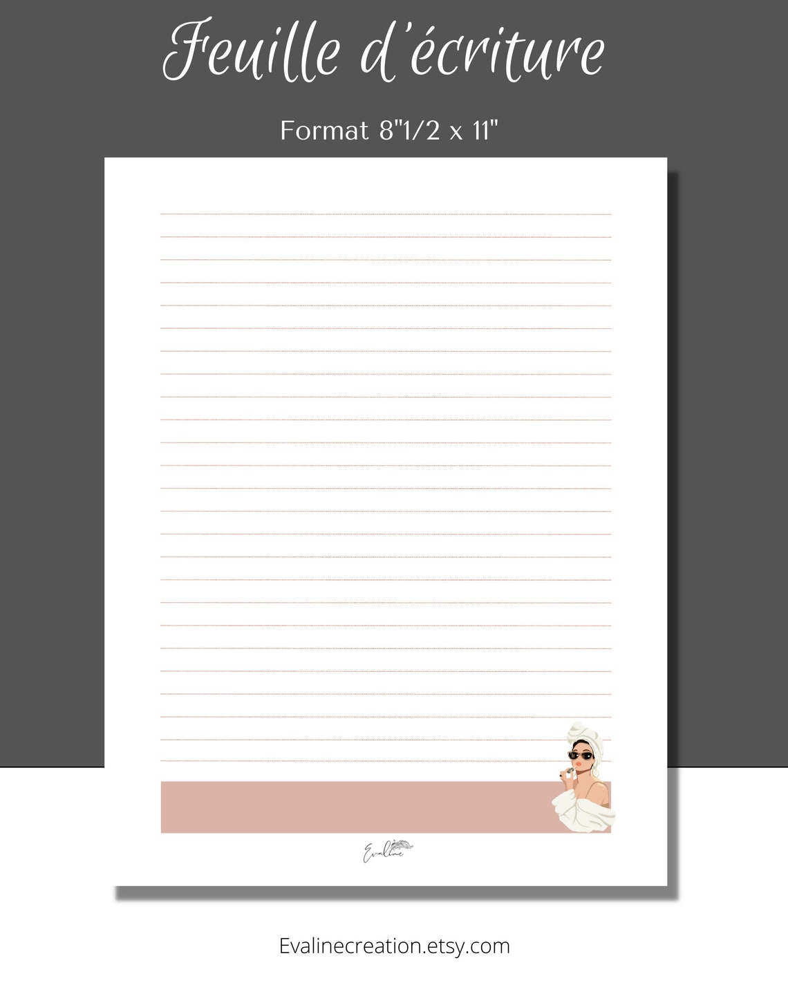 Original Templates Lined Writing Sheet Printable Note Page Printable ...