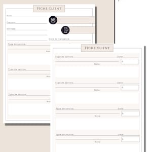 Fiche client/cliente profile à imprimer, téléchargement instantané ...