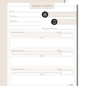 Fiche client/cliente profile à imprimer, téléchargement instantané ...