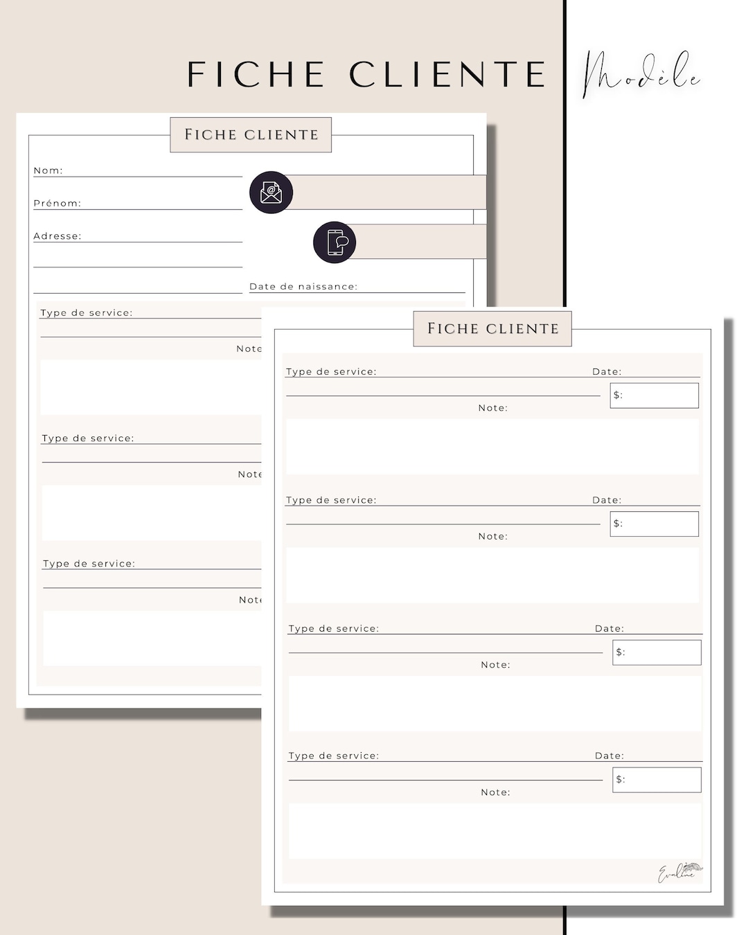 Fiche client/cliente profile à imprimer, téléchargement instantané ...