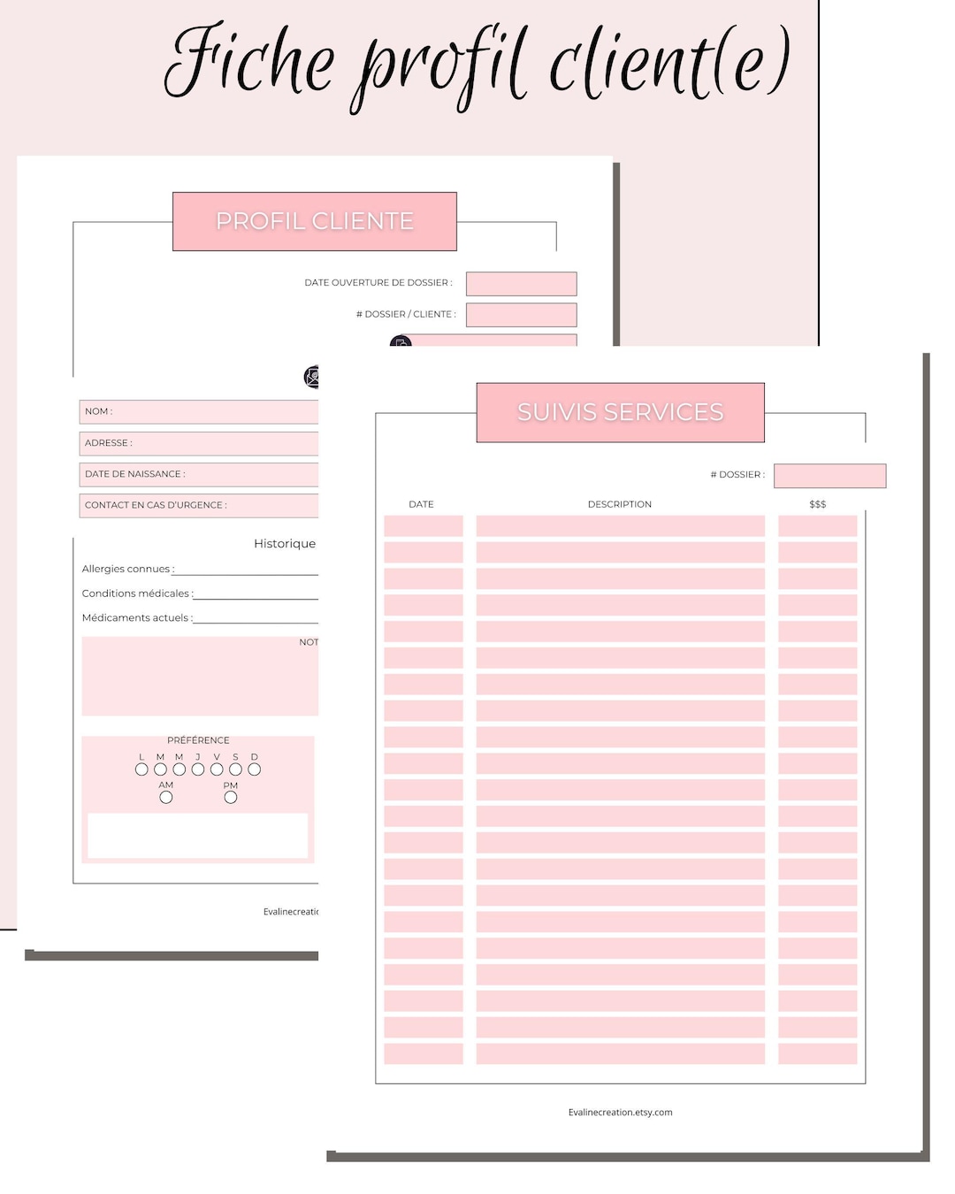 General Template Client/client Profile Sheet to Print Instant Download ...