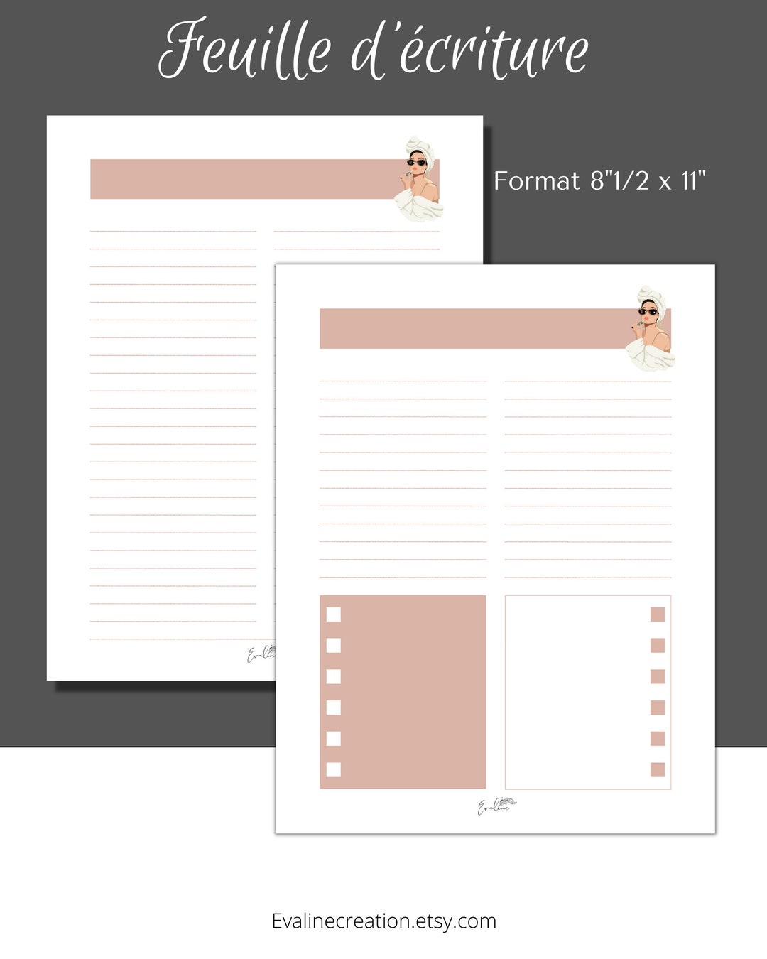 Original Templates Lined Writing Sheet Printable Note Page Printable ...