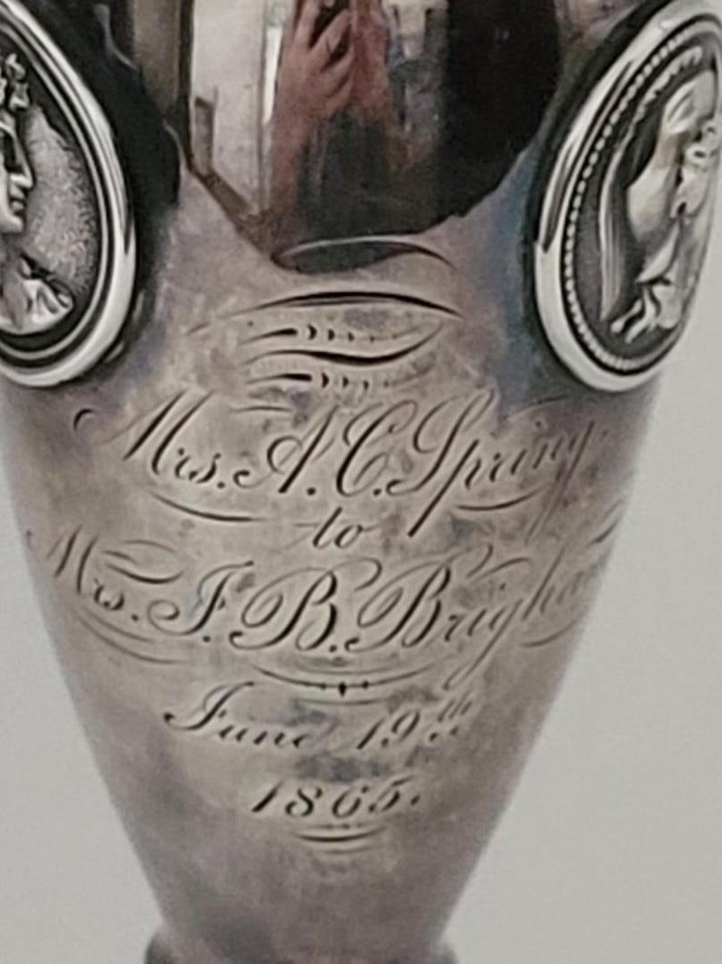 Homeric Silver Medallion Bud Vase by Harding. Engraved 1865 - Etsy