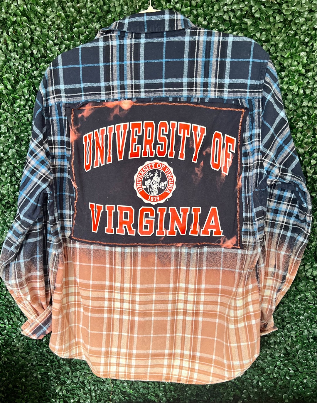 University of Virginia UVA Upcycled Hand Bleached Flannel - Etsy