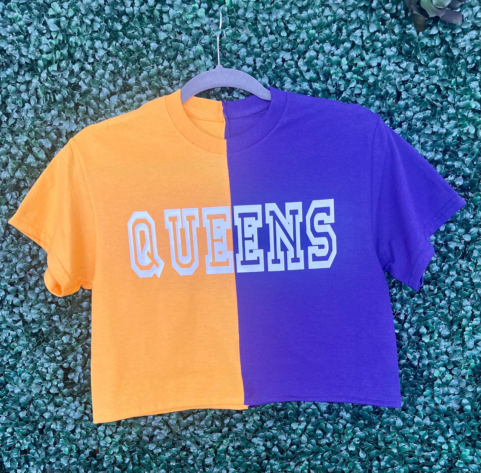 Custom College/ Team Apparel- Half and Half T-shirt or Crop Divided Tee ...