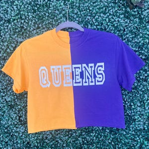 Custom College/ Team Apparel- Half and Half T-shirt or Crop Divided Tee ...