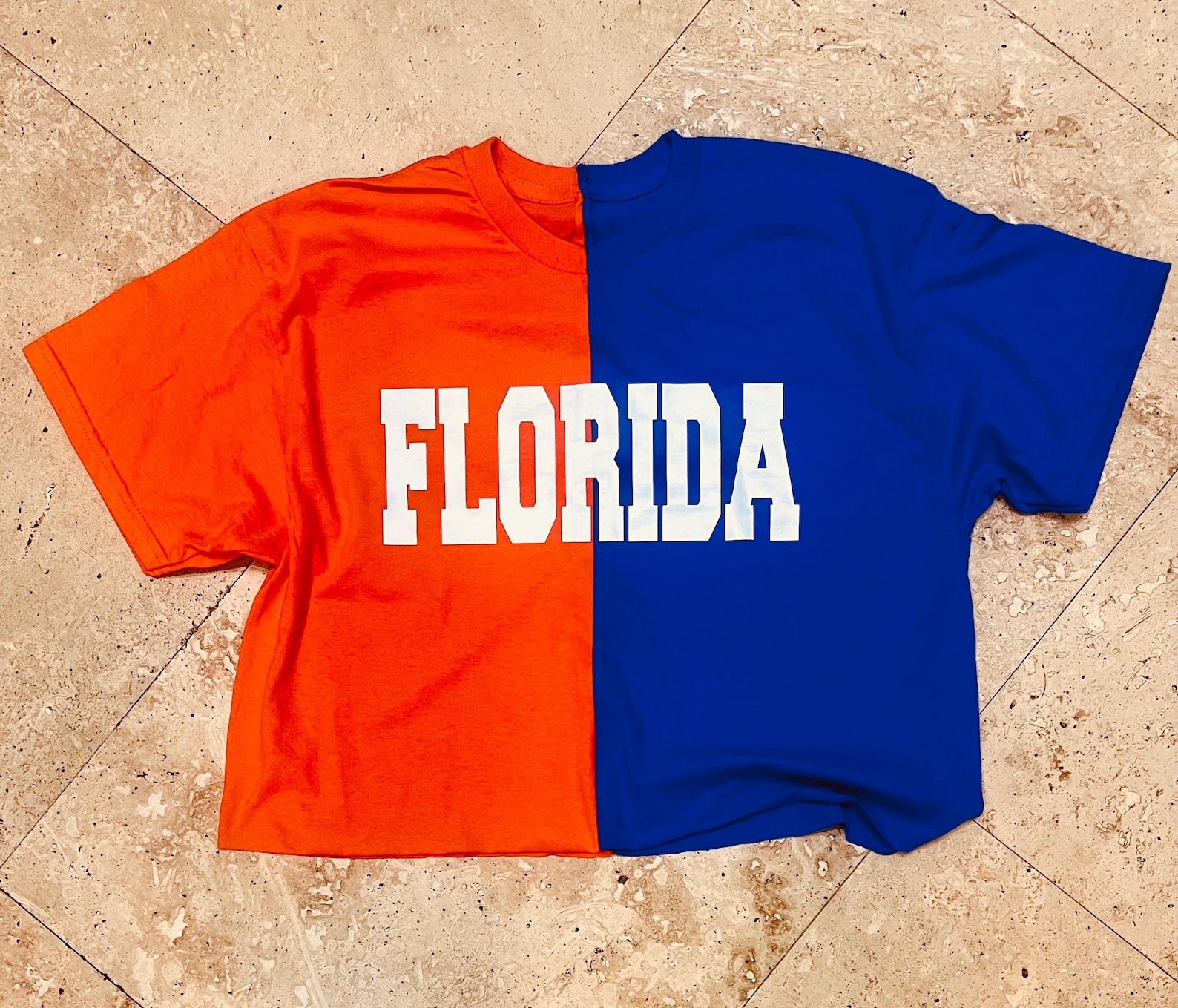 Custom College/ Team Apparel- Half and Half T-shirt or Crop Divided Tee ...