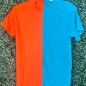 Custom College/ Team Apparel- Half and Half T-shirt or Crop Divided Tee ...