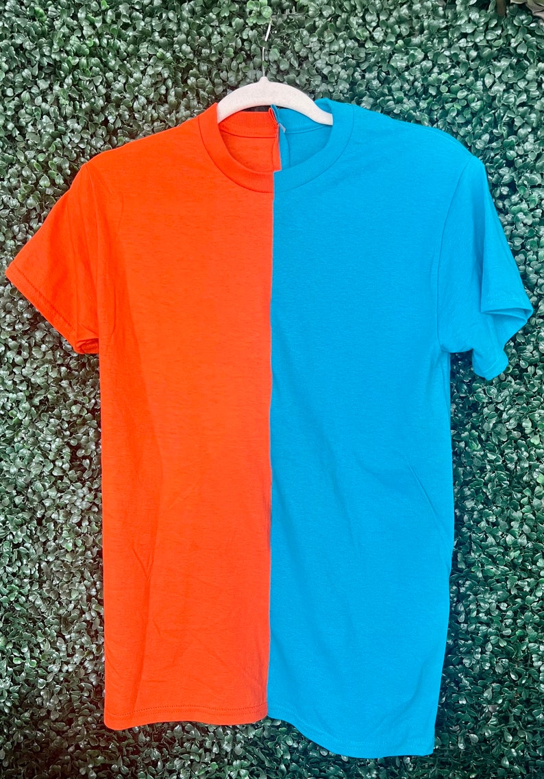 Custom College/ Team Apparel Half and Half T-shirt or Crop Divided Tee ...