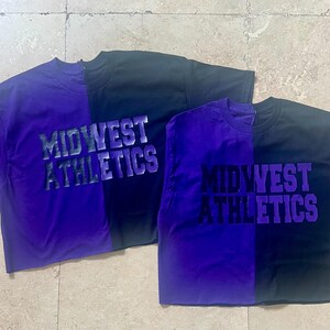 Custom College/ Team Apparel- Half and Half T-shirt or Crop Divided Tee ...