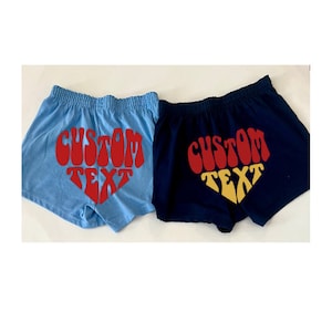 Custom College Shorts. Custom Word(s) in Shape of a Heart on Back of ...