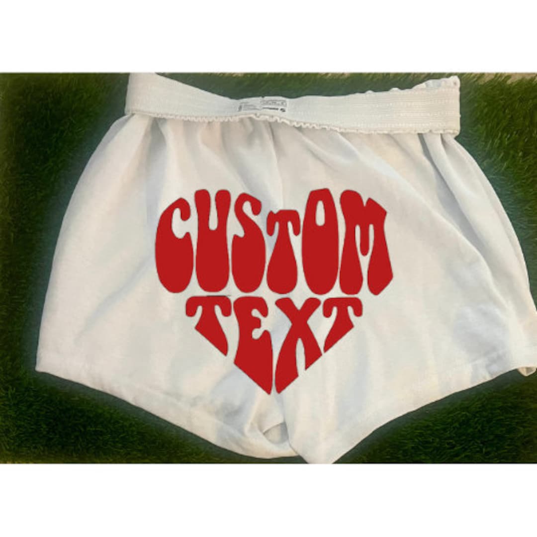 Custom College Shorts. Custom Word(s) in Shape of a Heart on Back of ...