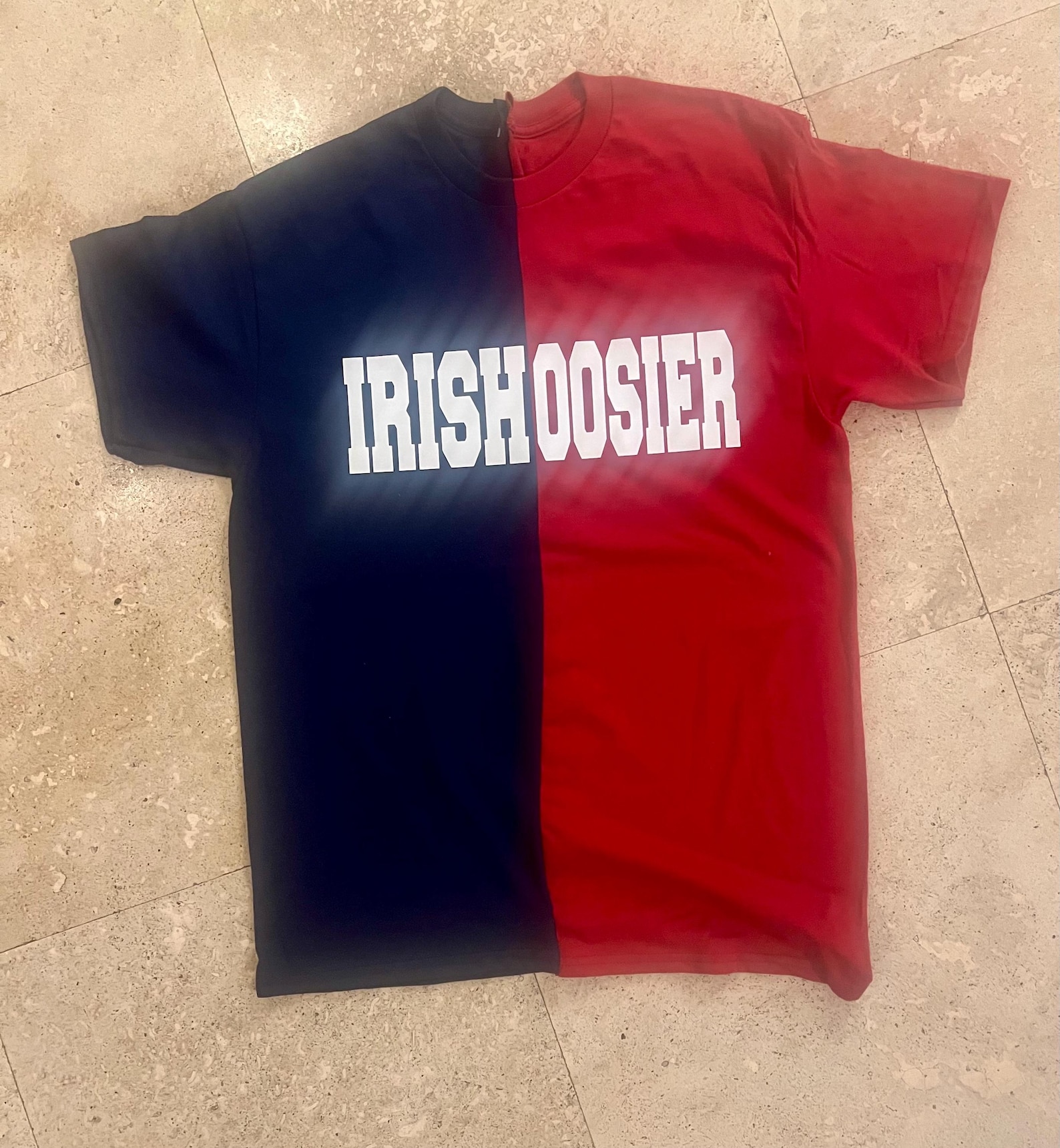 Custom College/ Team Apparel- Half and Half T-shirt or Crop Divided Tee ...