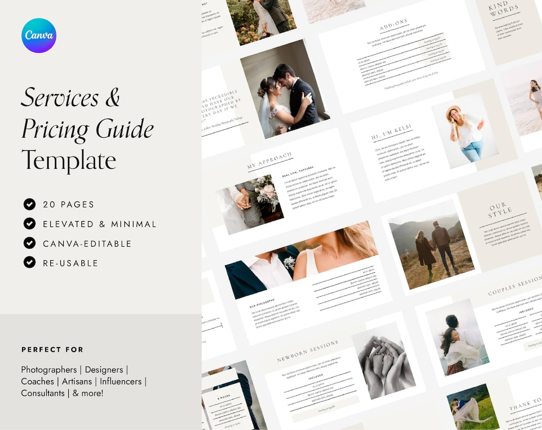 20-page Canva Service Guide Template | Feminine & Elevated Pricing ...