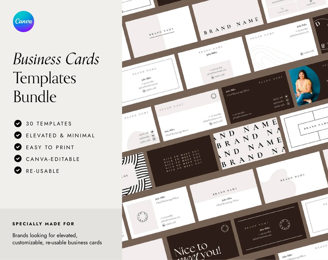 30 Business Card Canva Templates | Elegant & Modern Canva Editable ...