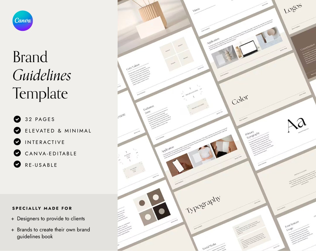 Brand Guidelines Canva Template | 32 Pages | Video Walk-through ...