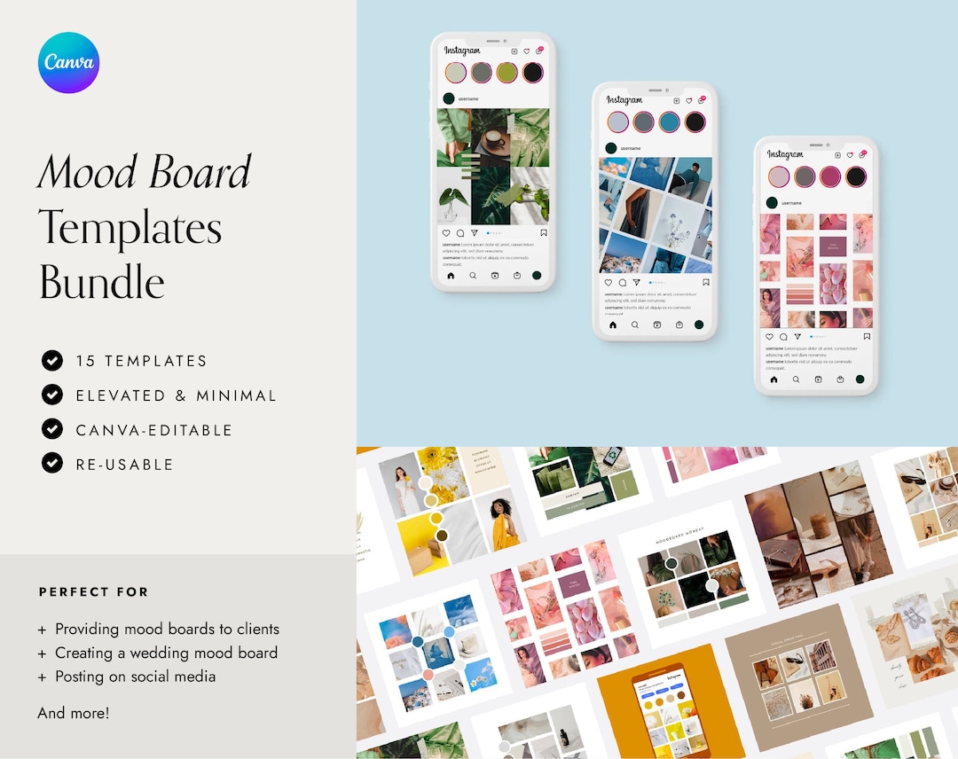 15 Canva Mood Board Templates | Modern & Elevated Editable Canva Mood ...