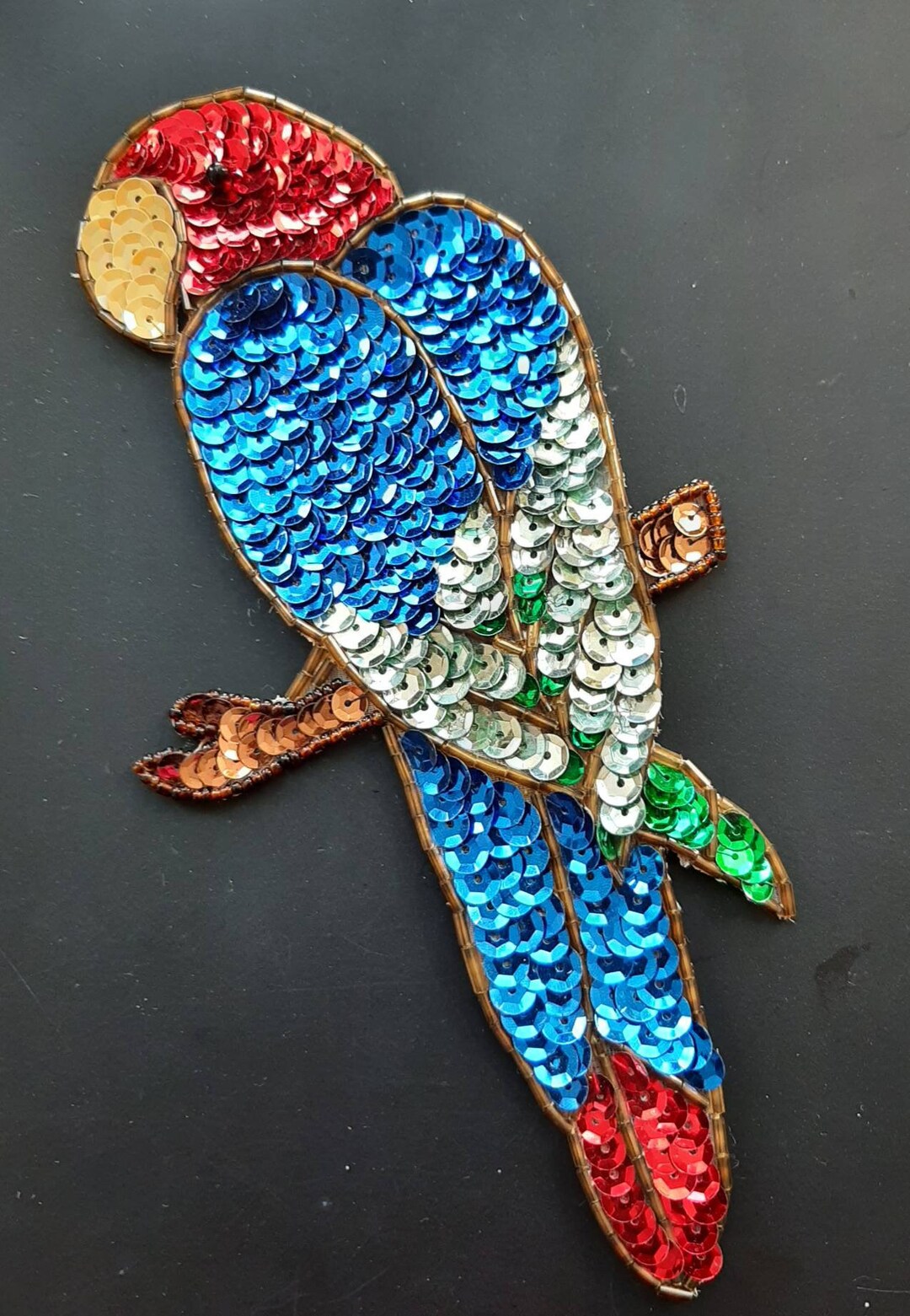 Parrot Sequin Applique Colourful Bird Motif Vintage - Etsy