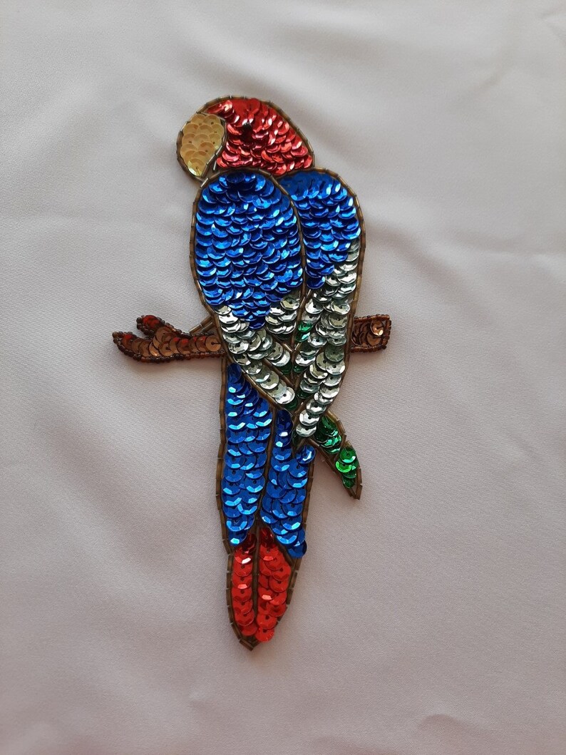 Parrot Sequin Applique Colourful Bird Motif, Vintage - Etsy
