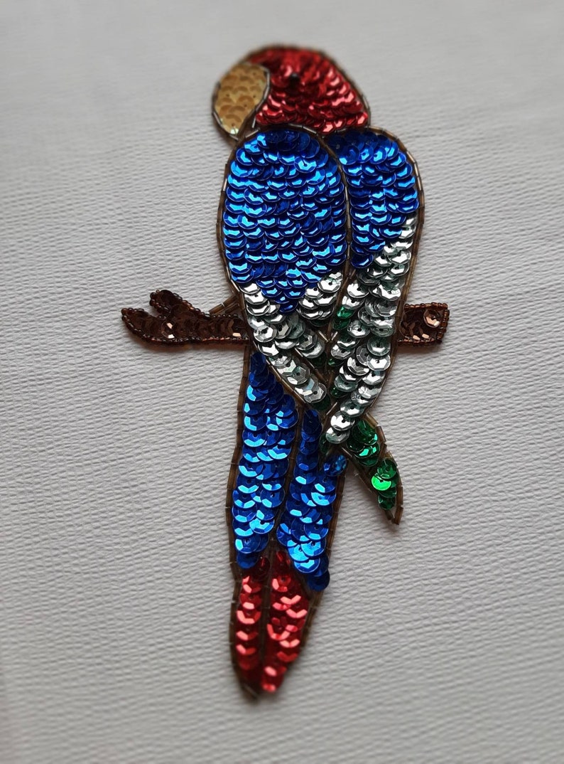 Parrot Sequin Applique Colourful Bird Motif, Vintage - Etsy