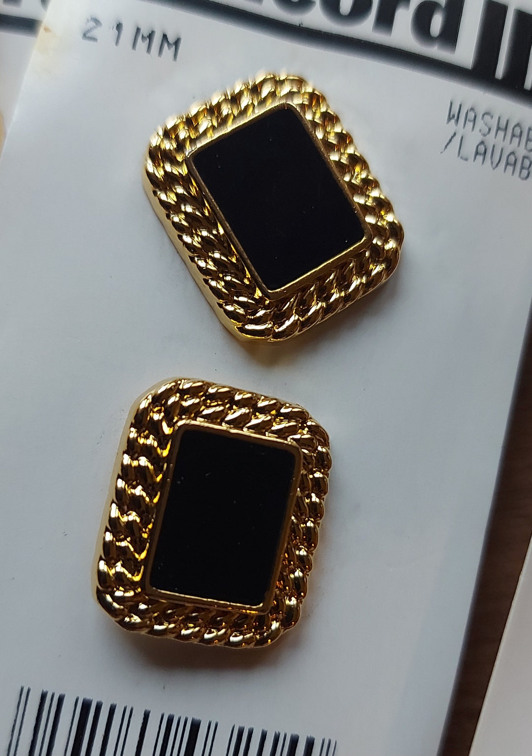 Buttons Gold and Black , Ornamental Rims, Rectangle, 21mm - Etsy