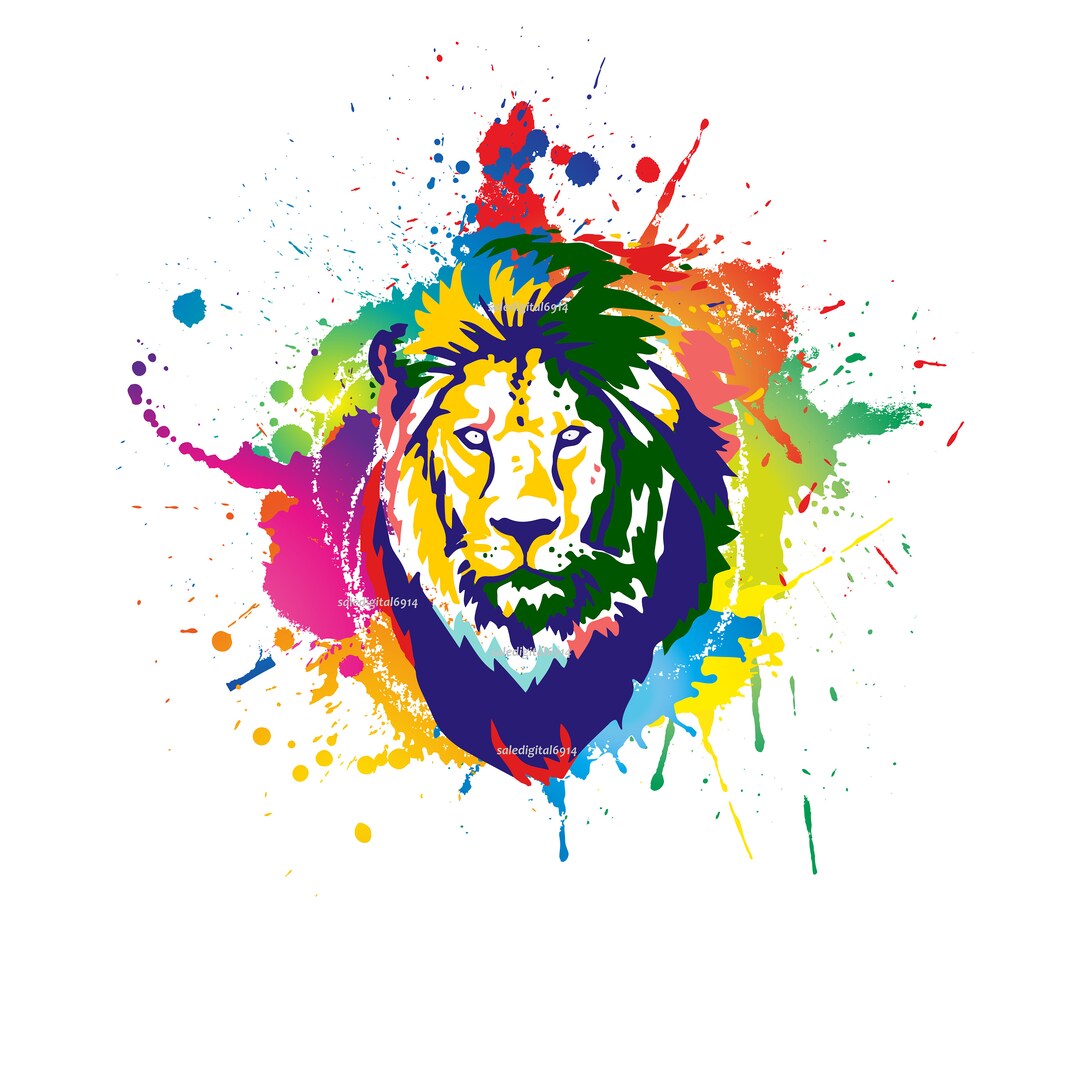 Lion Svg Png,colorful Lion,vector Design,watercolor Lion,color Print ...