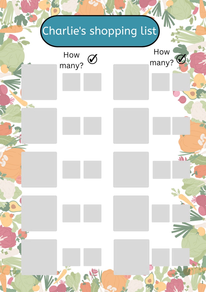 Children's Printable Visual Shopping List. Montessori. Special Needs ...