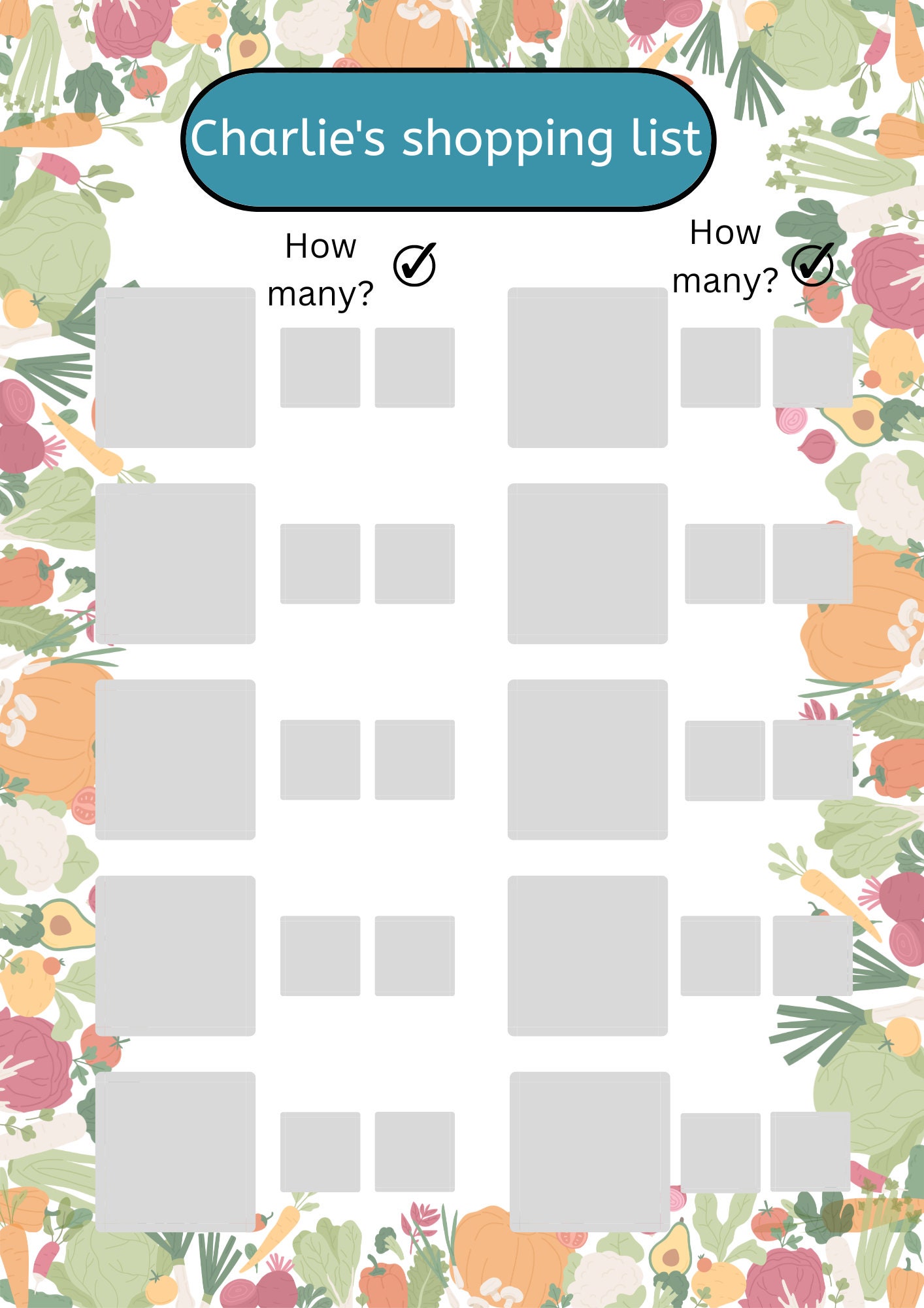 Children's Printable Visual Shopping List. Montessori. Special Needs ...