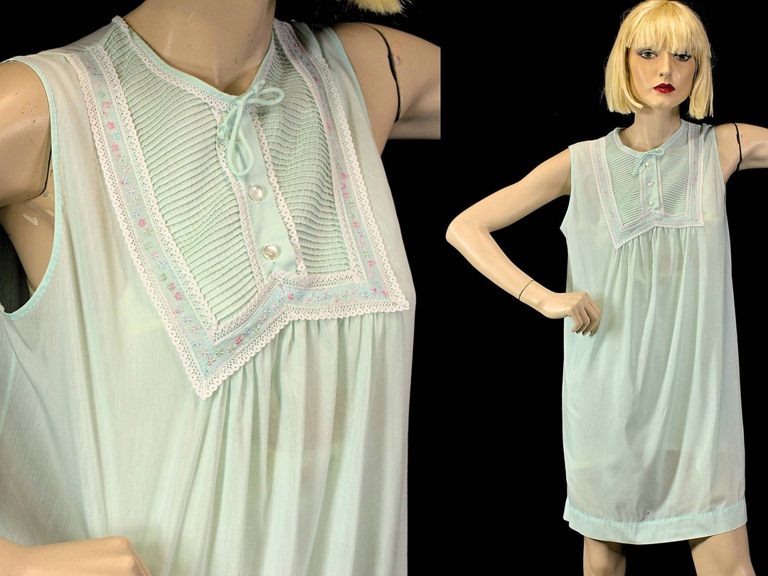 Vintage Barbizon Mint Green Nightgown 1960s Lingerie Nightie