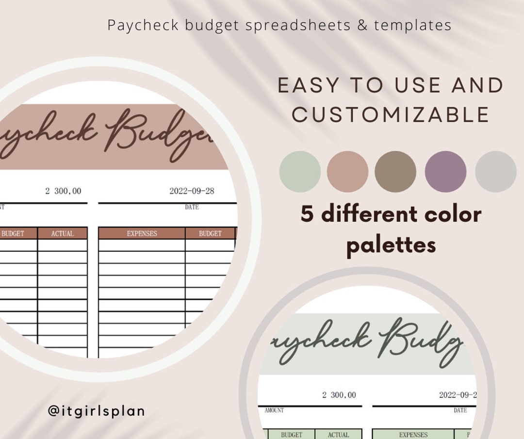 Simple Paycheck Budget Spreadsheet Customtheme - Etsy