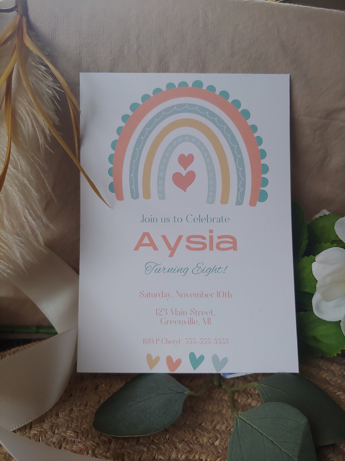 Boho Birthday Invitation Template. Printable and Editable, Digital ...