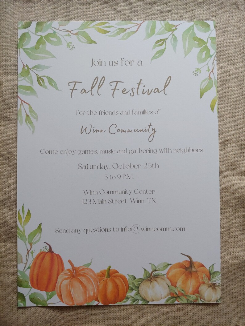 Fall Festival Invitation Template, Editable and Printable. - Etsy