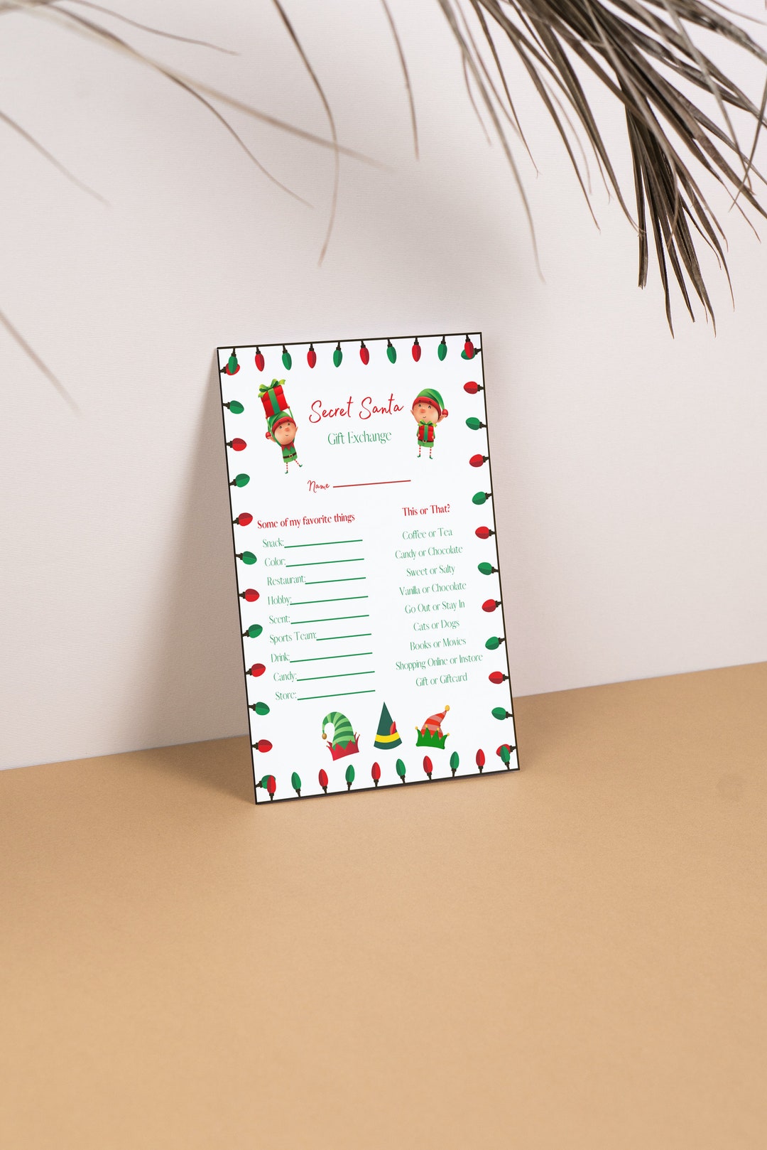 Printable Elf Secret Santa Questionnaire Instant Download - Etsy UK