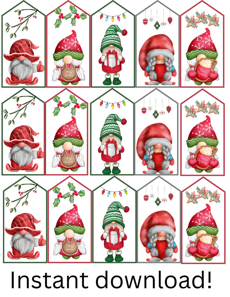 Christmas Gift Tags | Gnomes | Printable | Instant Download - Etsy
