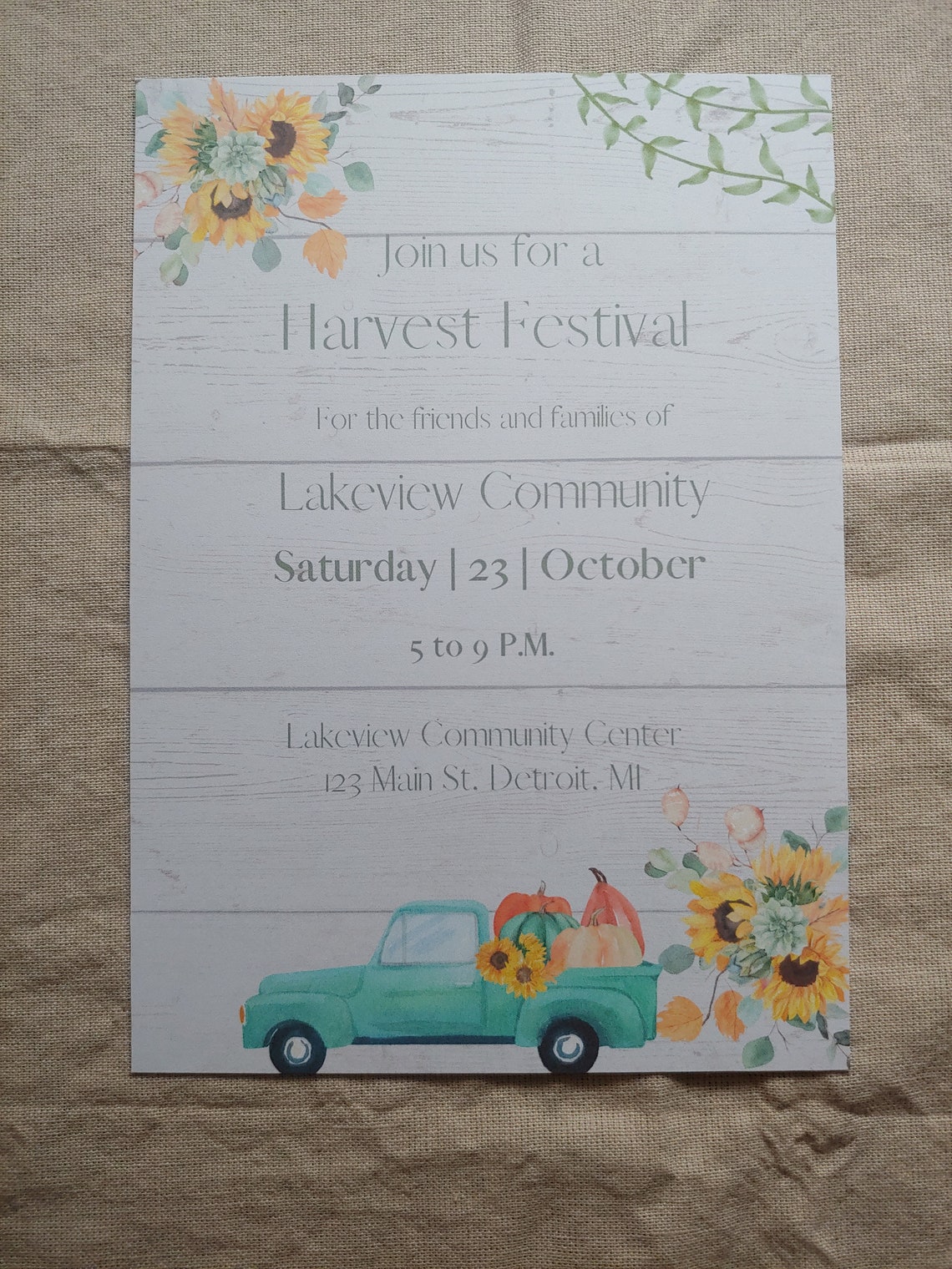 Harvest Festival Invitation Template, Editable and Printable. - Etsy