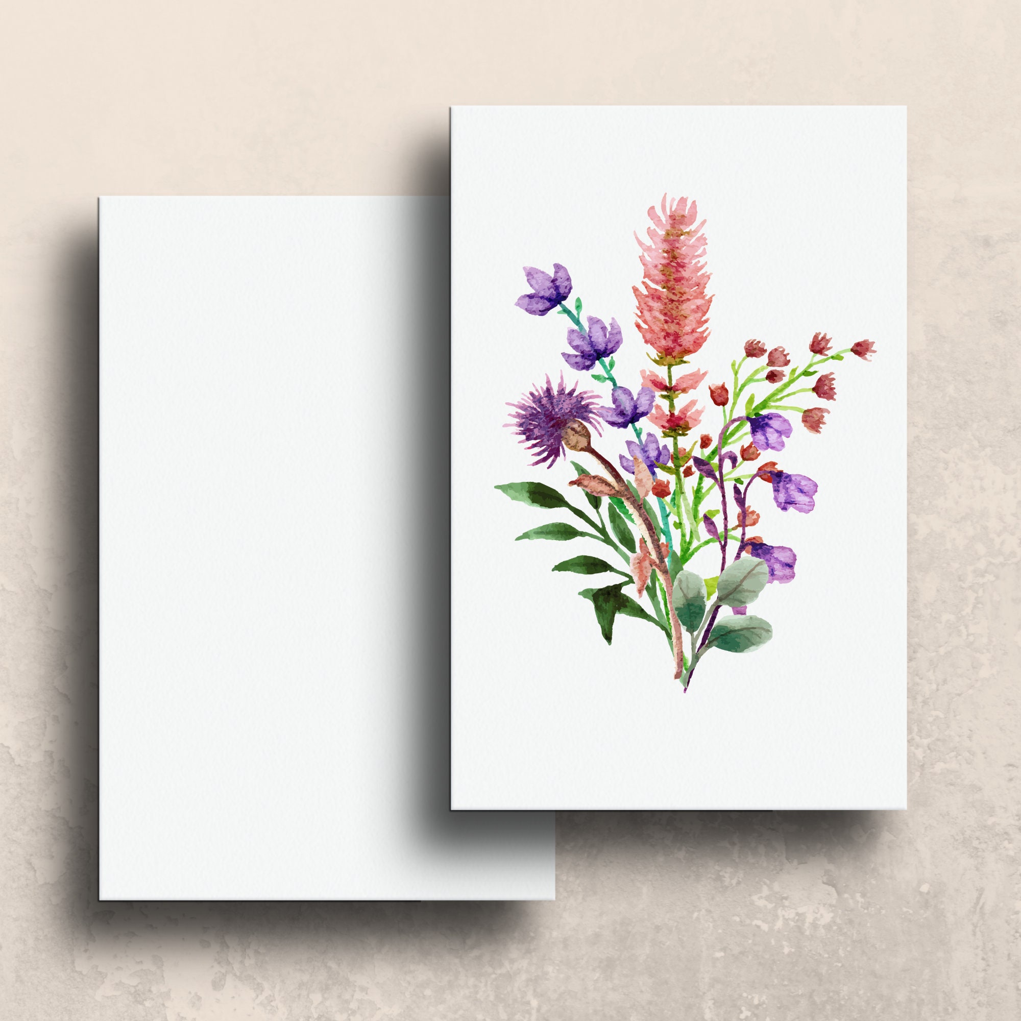 Wildflower Blank Greeting Card Bundle Instant Download Printable - Etsy