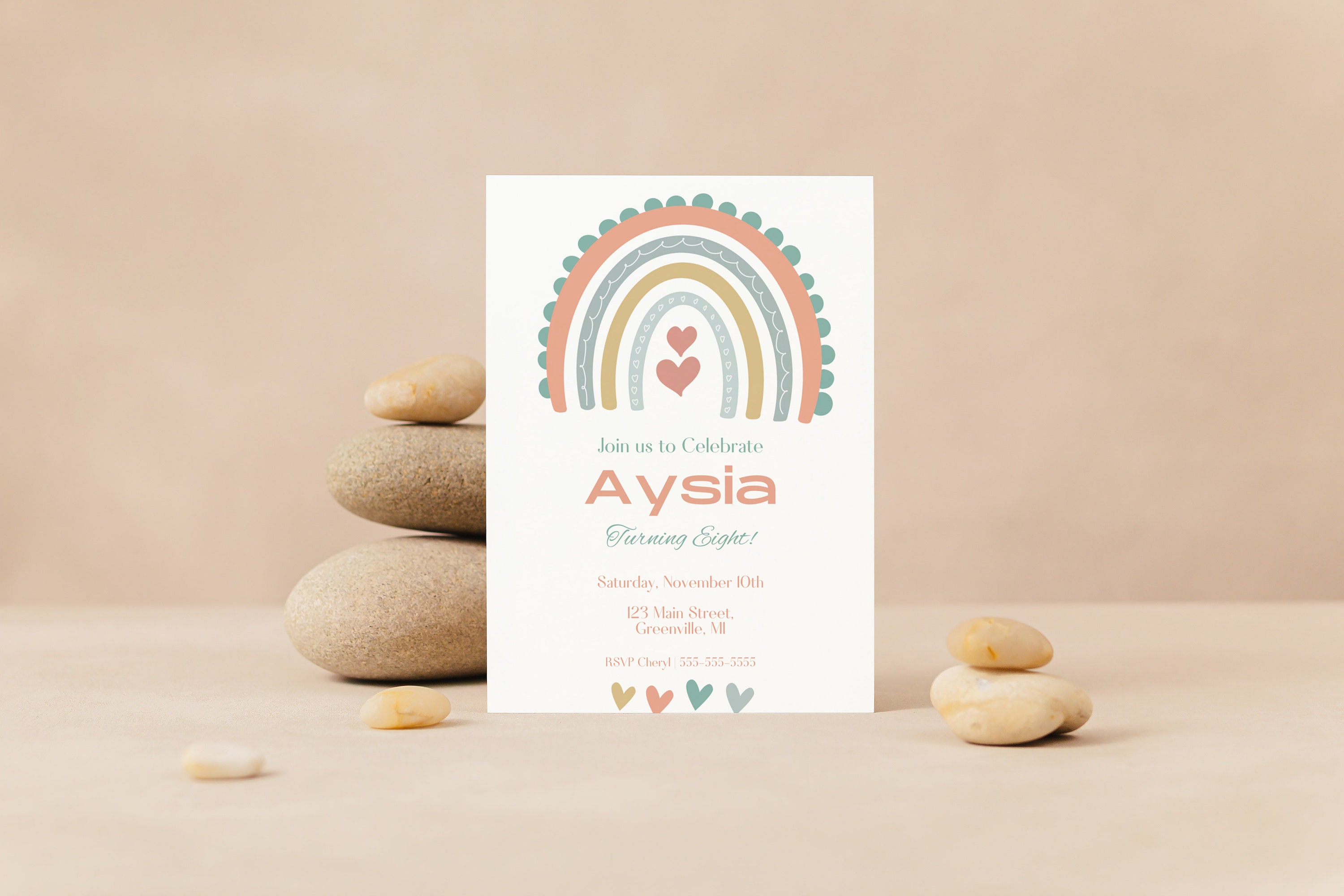 Boho Birthday Invitation Template. Printable and Editable, Digital ...