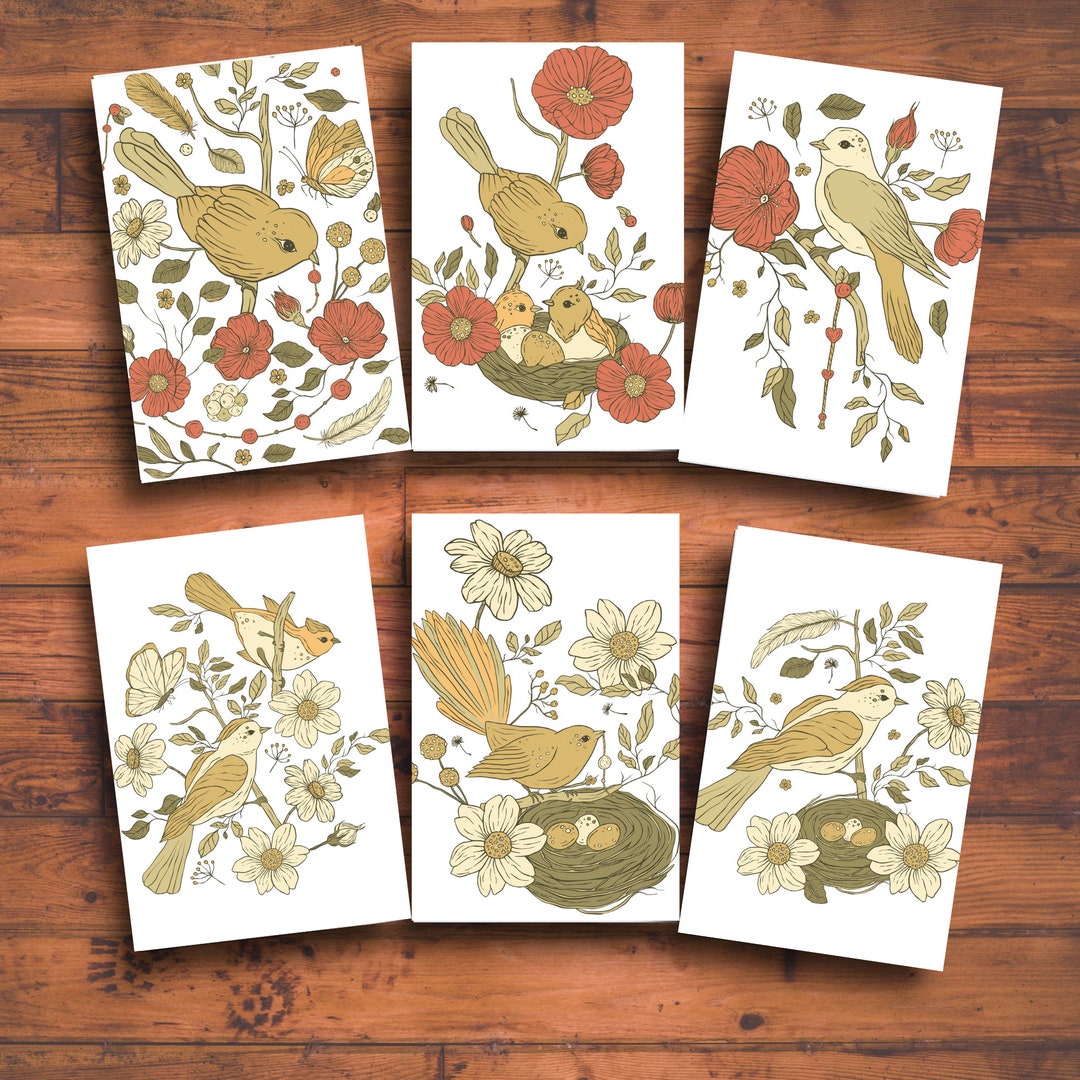 Printable Vintage Bird Notecards | Instant Download | - Etsy