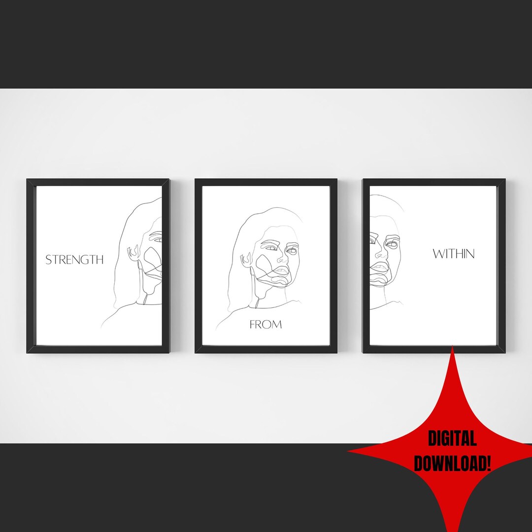 Set of 3 Female Line Art, Female Line Art. Inspirational Art. Bedroom ...