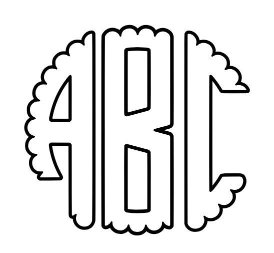 Customized Scalloped Monogram Decal - Etsy