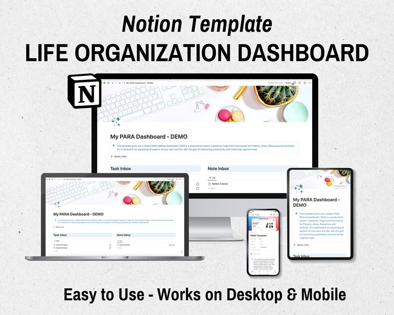 Notion Template 2023 Notion Dashboard Second Brain Notion Life Planner Task List Project Tracker