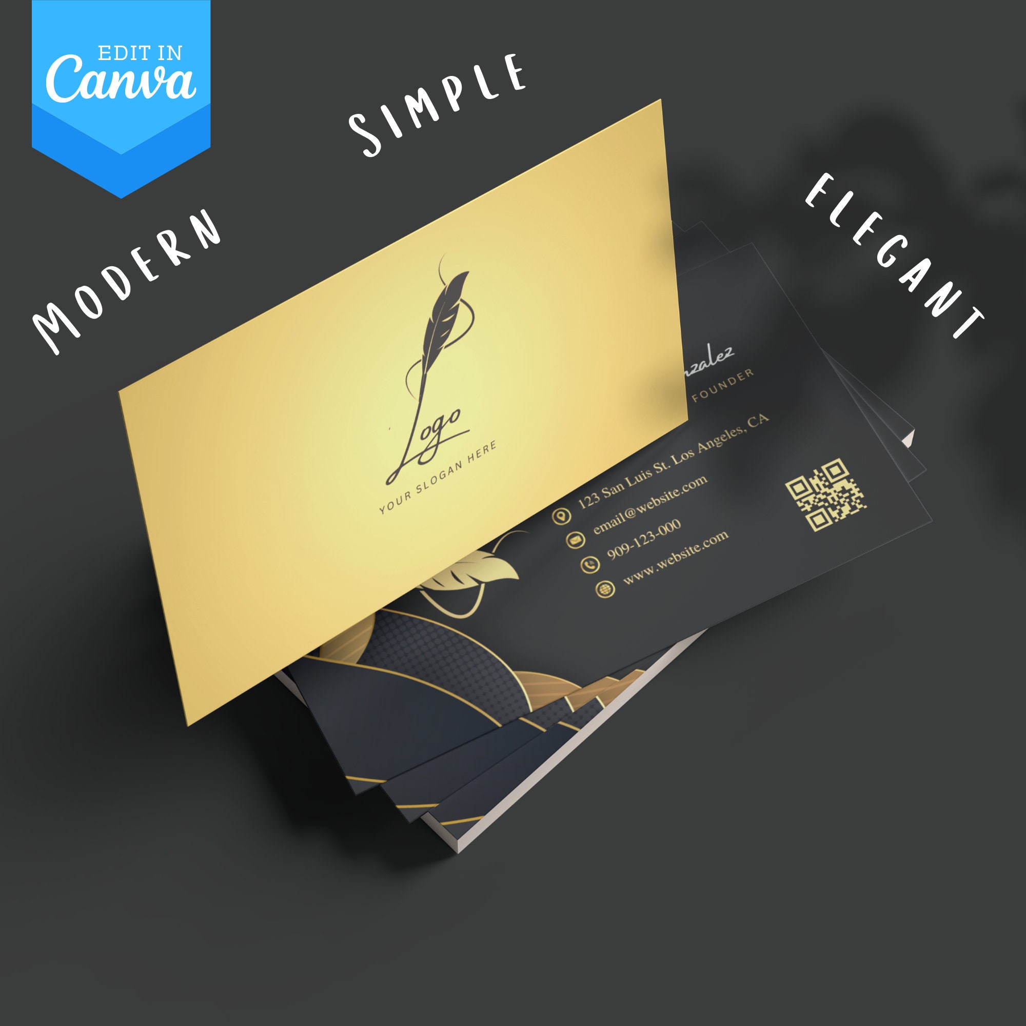Digital Business Card QR Code Business Card Editable Canva Template ...