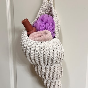 Crochet Cream Spiral Shell Basket/hook Hanger for Bathroom Accessories ...