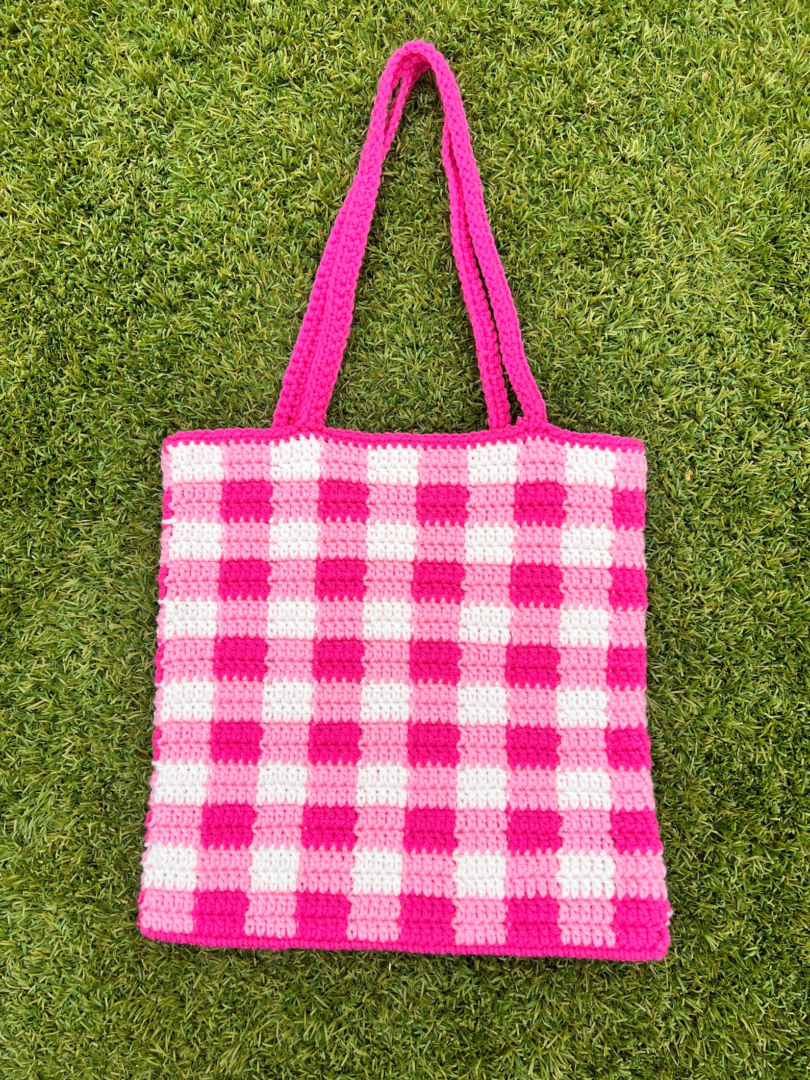 Crochet Pink and Purple Checkered Tote Bags/purses - Etsy
