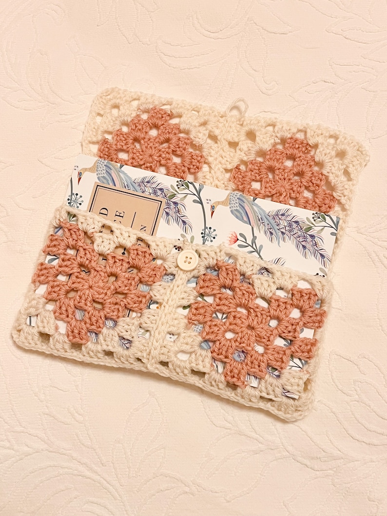 Crochet Heart Granny Square Book Sleeve/cover - Etsy