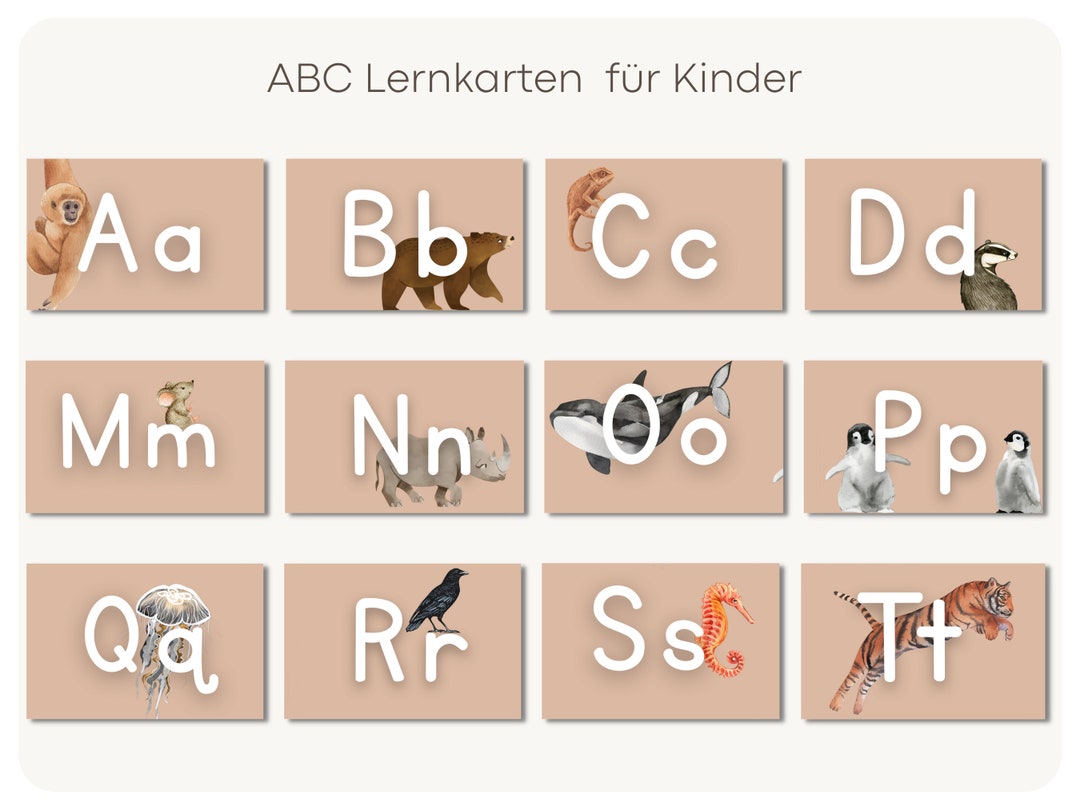 ABC Learning Cards Alphabet Learning Cards Elementary School Digital ...